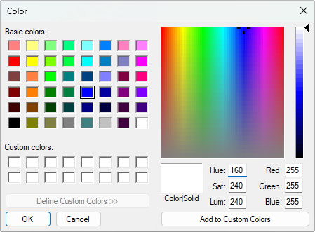 Colour Selection dialog